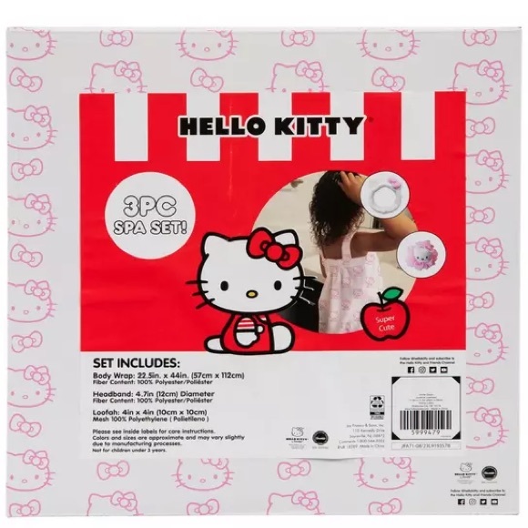 Sanrio | Bath | Hello Kitty Spa Towel Head Wrap And Loofah 3 Piece Spa ...